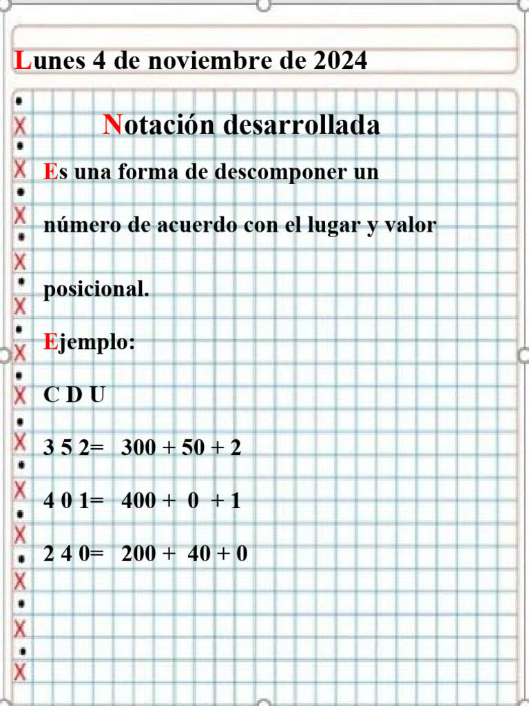 Notación Desarrollada de Números | PDF