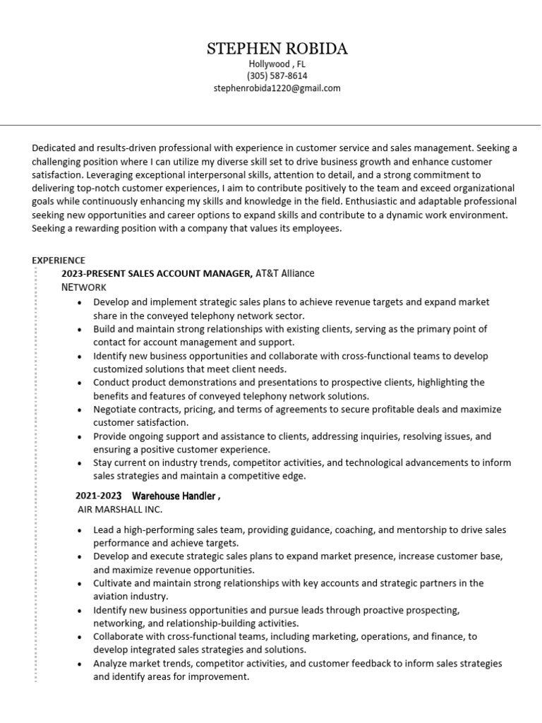 Stephen Robida Resume 2024 2 - 1.PDF 2 | PDF | Sales | Customer ...