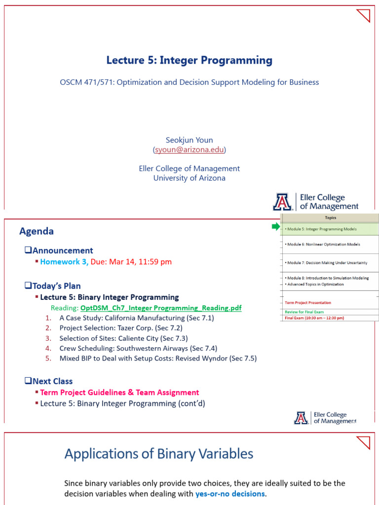 OSCM OptDSM M5 Integer Programming | PDF | San Francisco International Airport