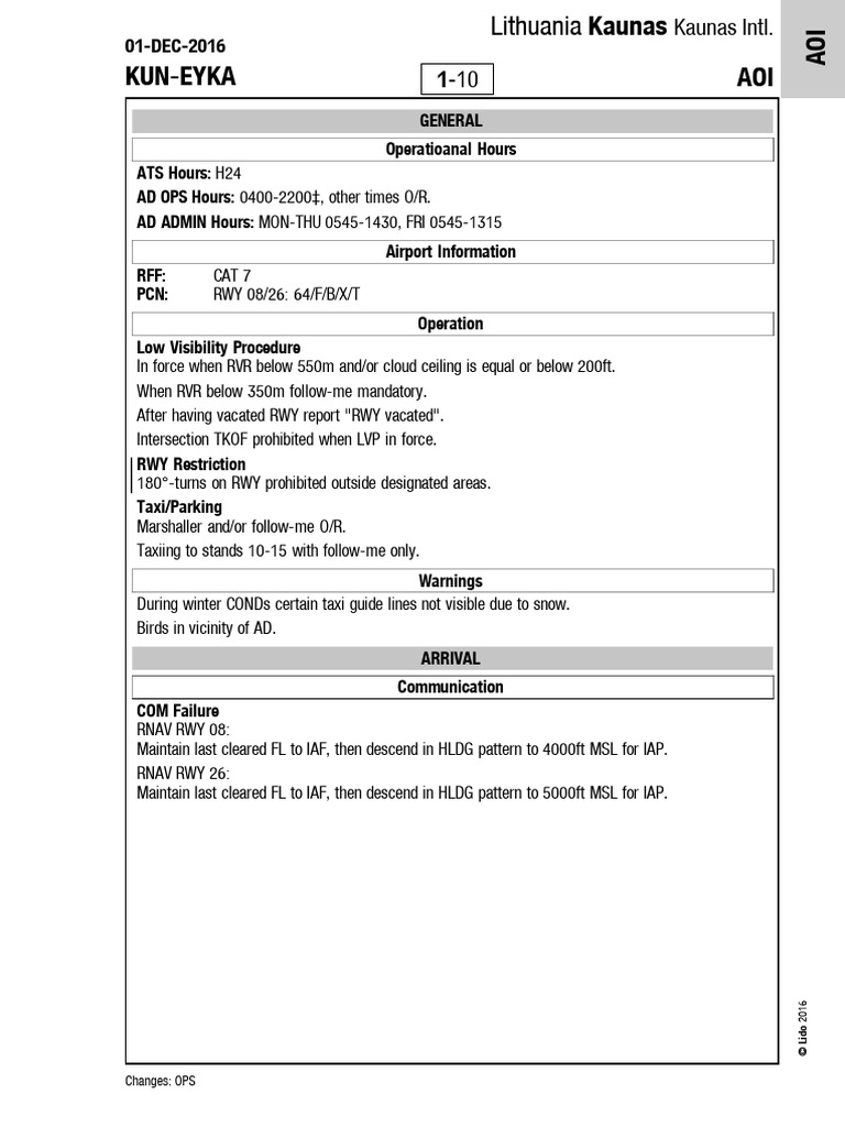 Kaunas Intl. Airport Procedures | PDF | Bmw