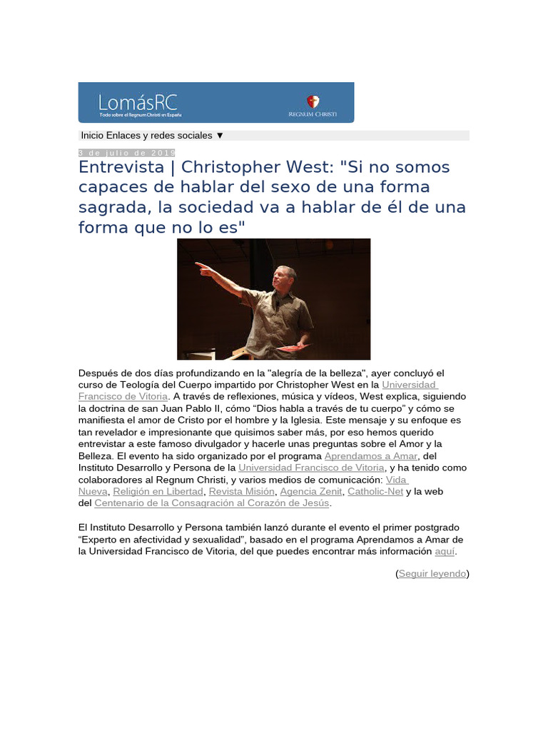 Entrevista a Christopher West sobre Sexualidad y Belleza | PDF | Amor ...