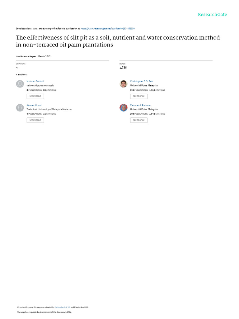The Effectiveness of Silt Pit As A Soil, Nutrient and Water ...