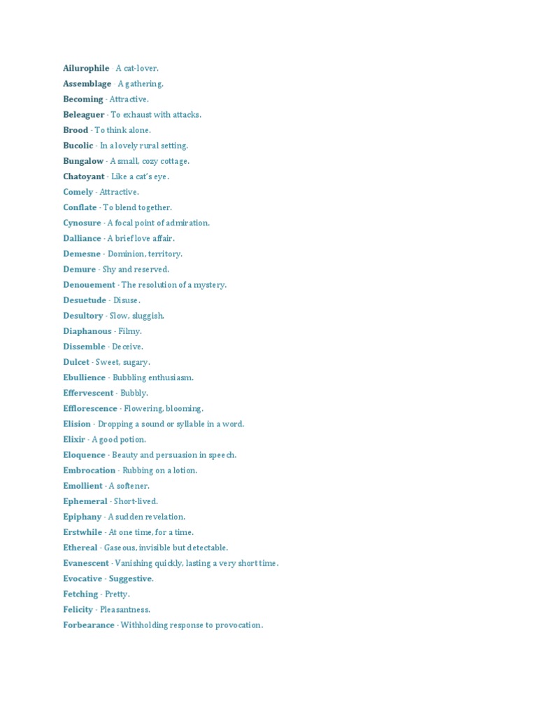 100 Most Beautiful Words in English | PDF