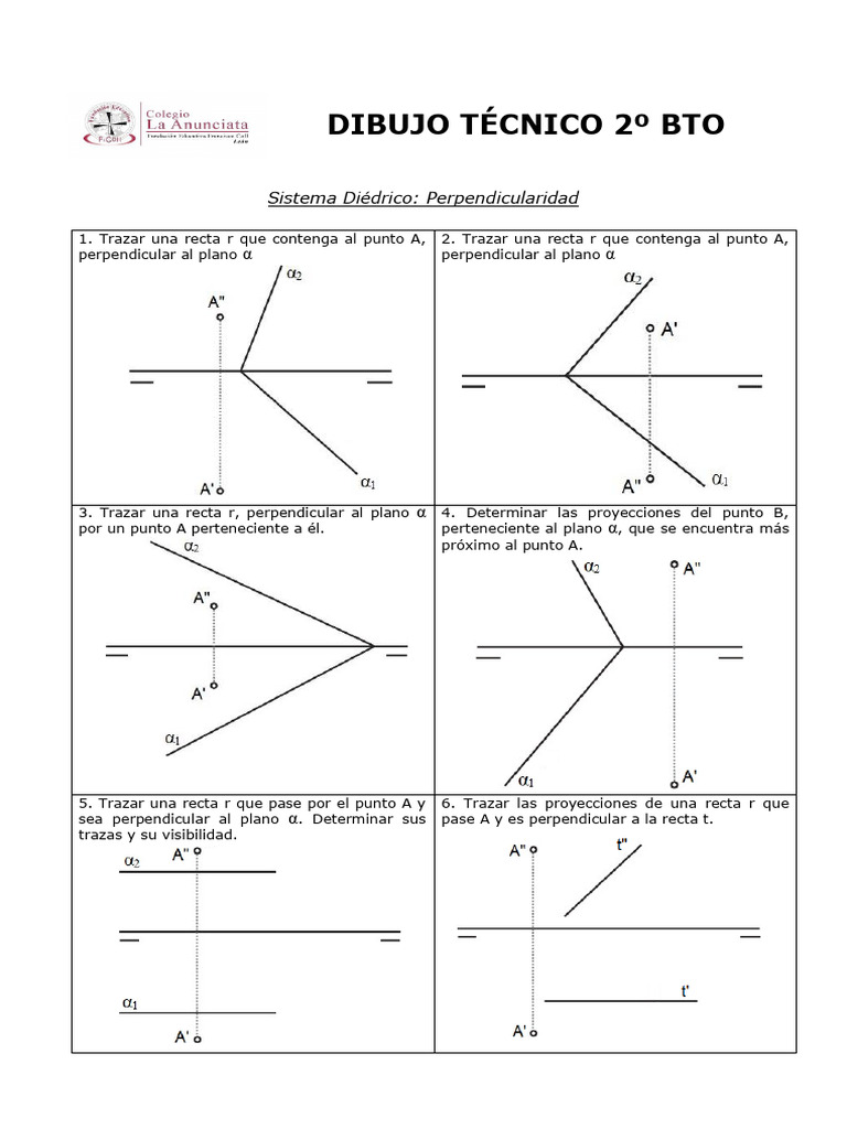 Ejercicios Sistema Diã©drico. Perpendicularidad | PDF