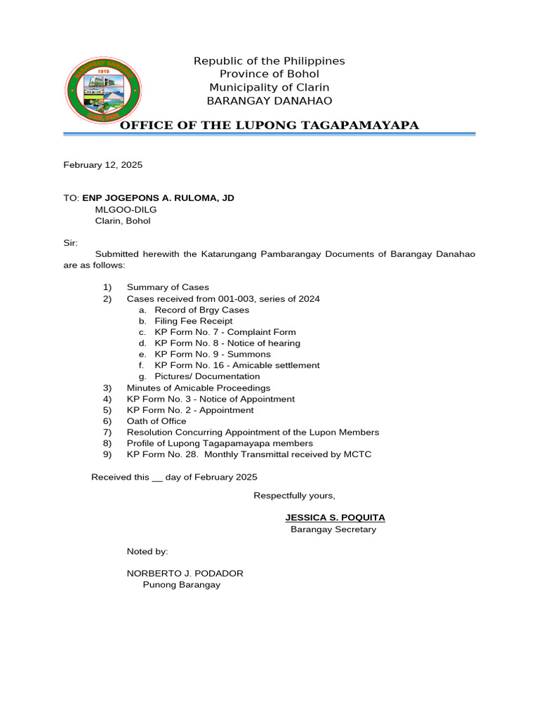 KP LTIA transmital | PDF