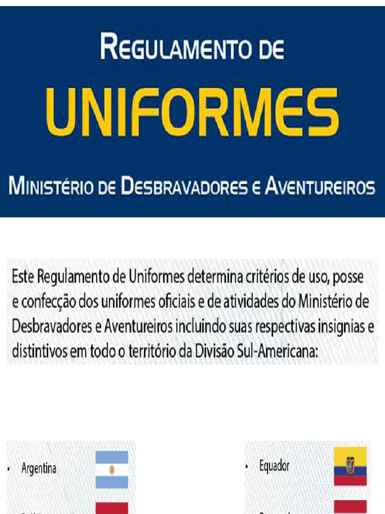 Regulamento de Uniforme Desbravador | PDF