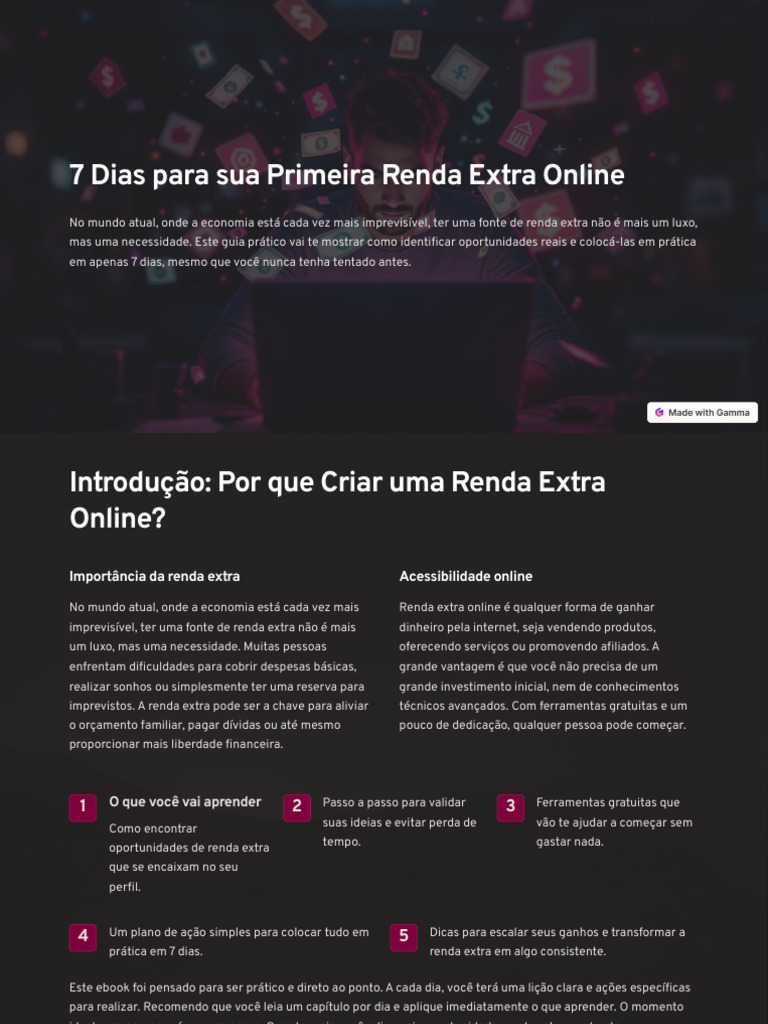 7 Dias para Sua Primeira Renda Extra Online | PDF | Marketing | Internet