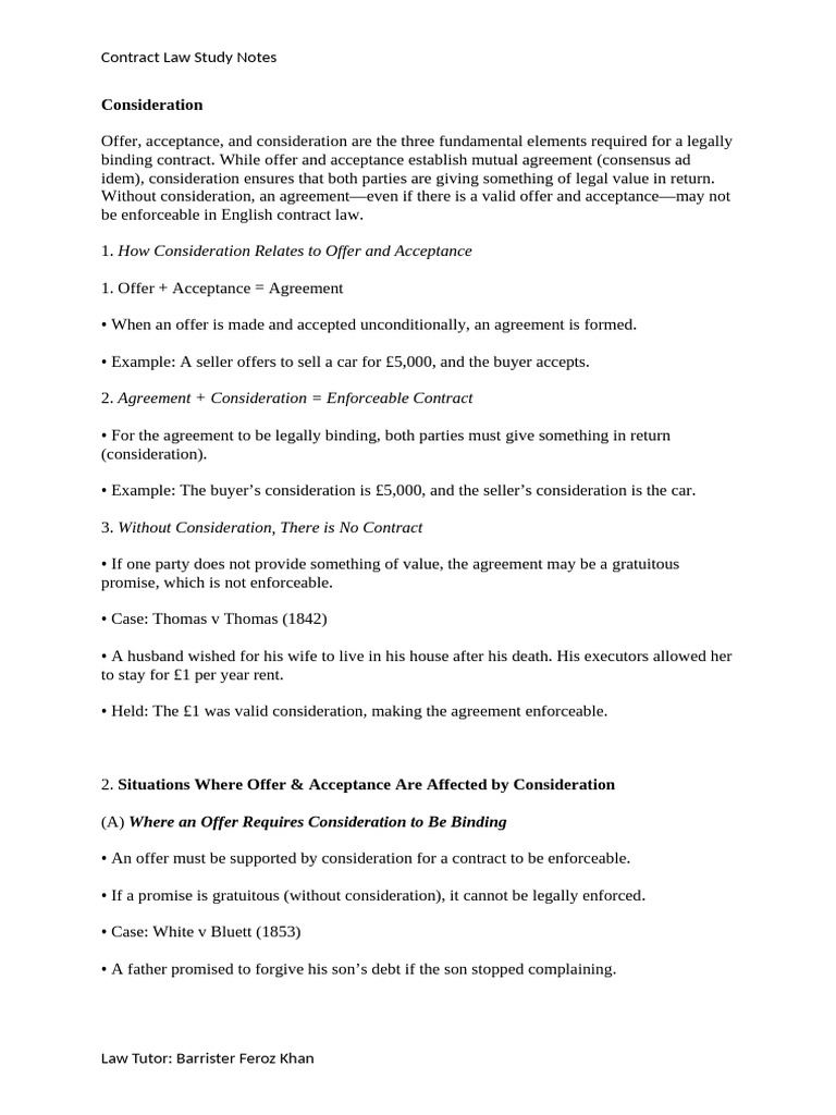 Consideration | PDF | Consideration | Offer And Acceptance