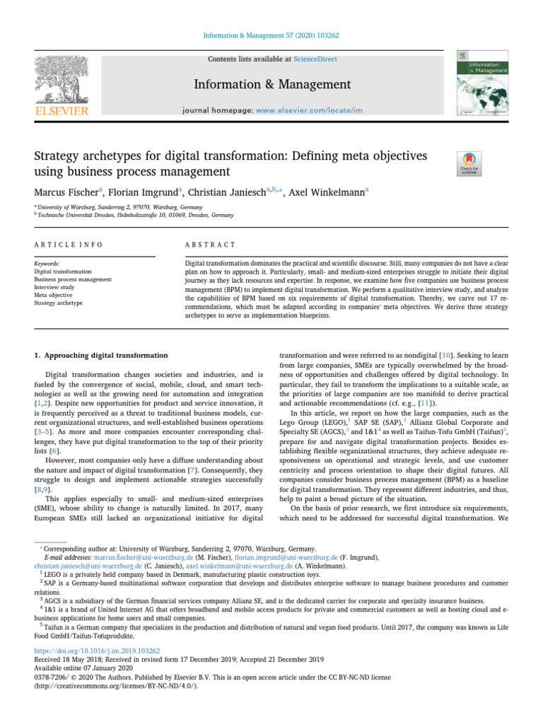 Strategy Archetypes For Digital Transformation | PDF | Business Process ...