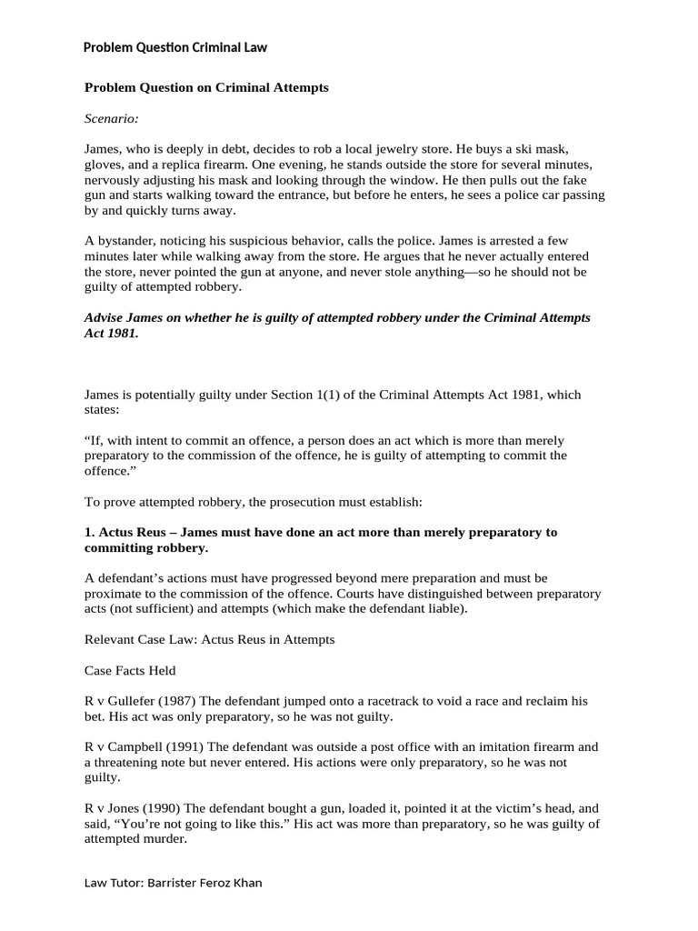 Criminal Law: Attempted Robbery Case Analysis | PDF | Robbery | Criminology