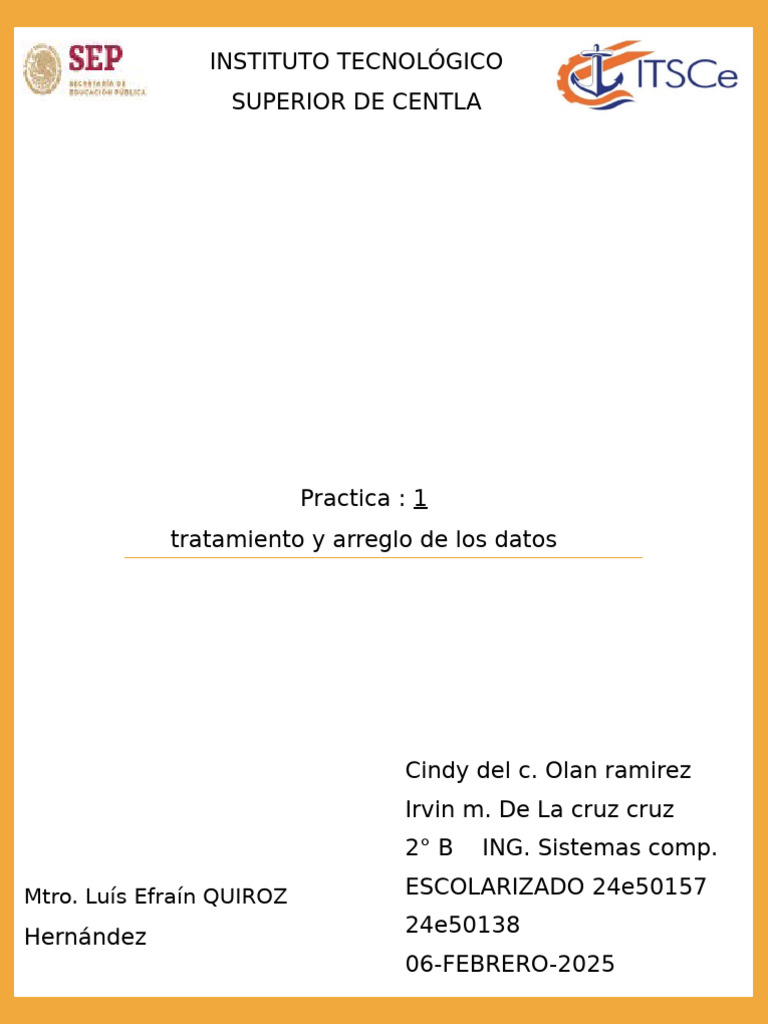 Hoja de Presentacion para La Entrega de Ejercicios. | PDF