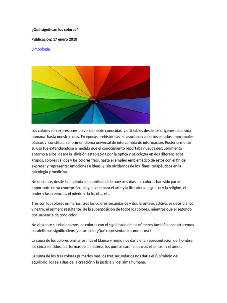 Qué Significan Los Colores | PDF | Color | Amor