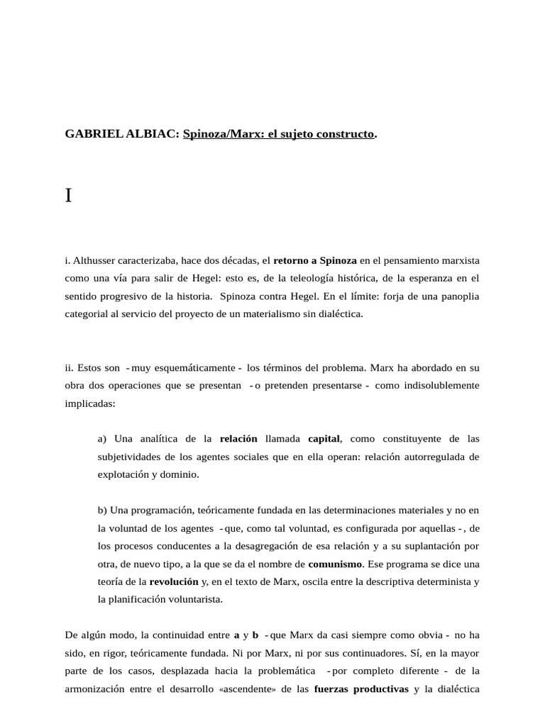 Spinoza y Marx: Subjetividad y Capitalismo | PDF | Esencia | Capital ...