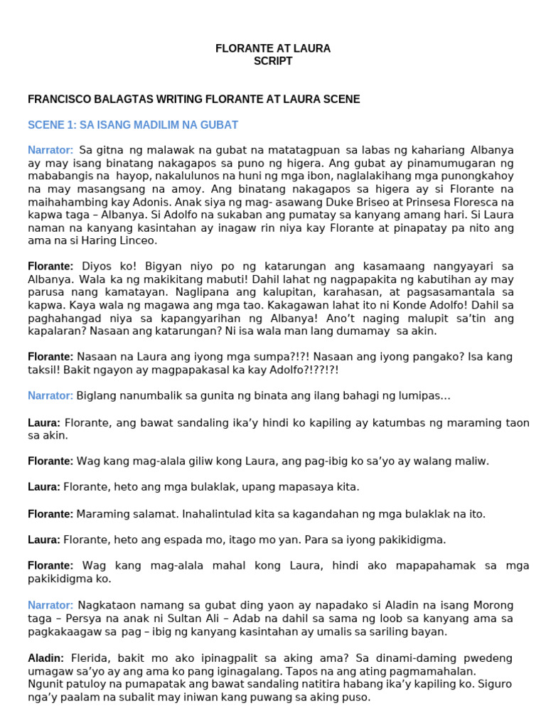 Florante at Laura Script Compress | PDF