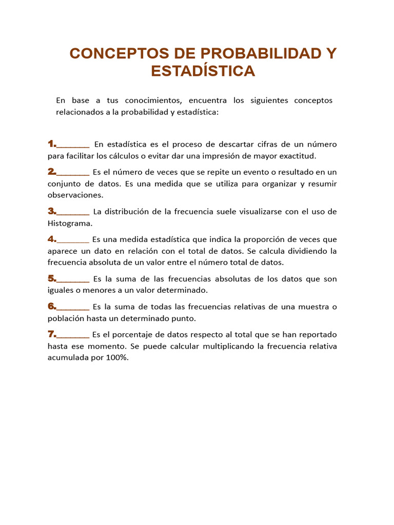 Conceptos de Probabilidad y Estadística | PDF