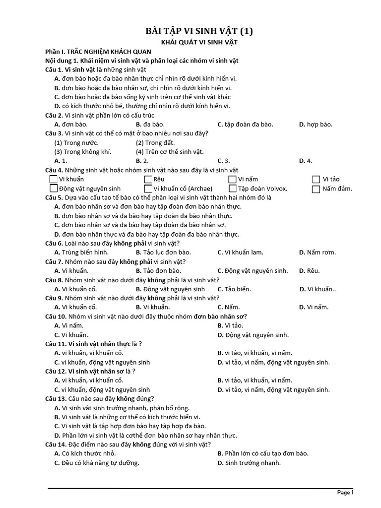Bài tập VSV (1) | PDF