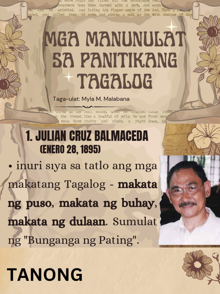 Ang Manunulat Sa Panitikang Tagalog | PDF