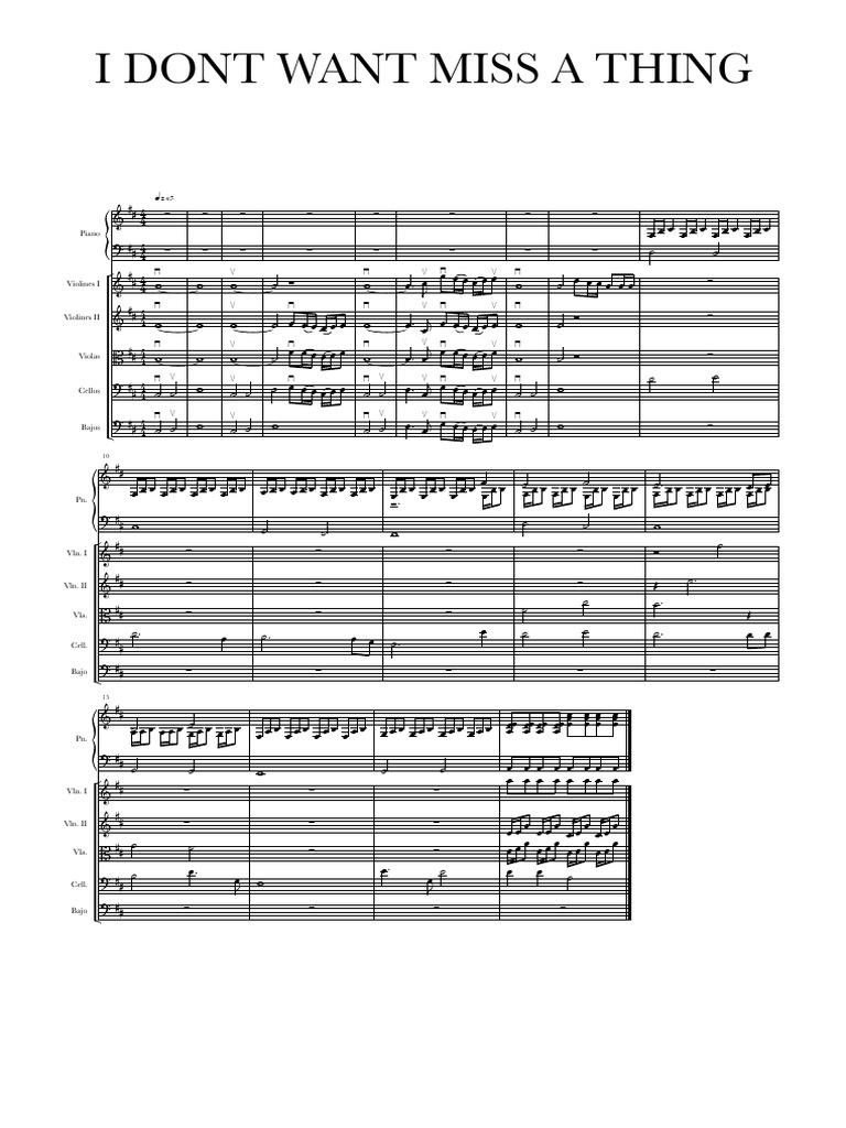 Sheet Music for "I Don't Want to Miss a Thing" | PDF