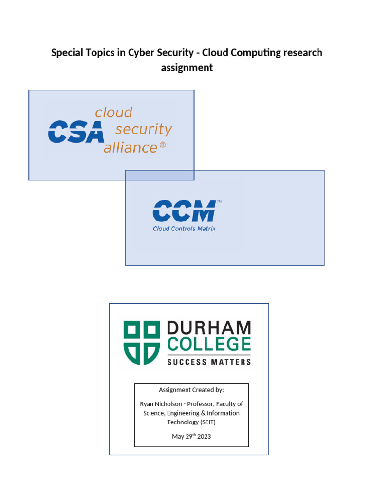 Special Topics in Cyber Security - CSA - CCM-research Assignment | PDF ...