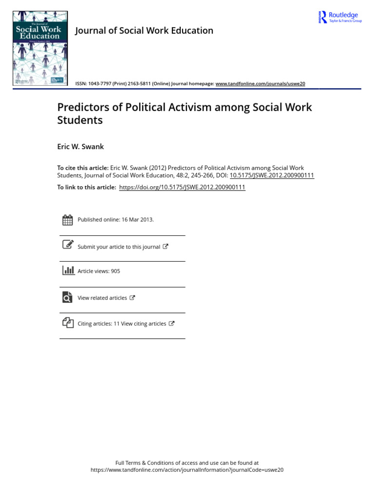 Predictors of Political Activism Among Social Work Students | PDF ...