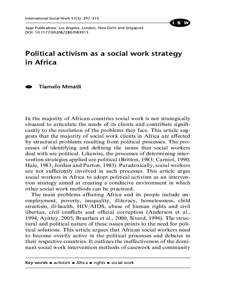 Mmatli 2008 Political Activism As A Social Work Strategy in Africa ...
