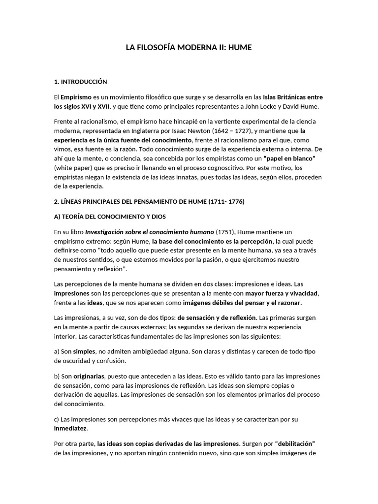 Hume y el Empirismo en Filosofía | PDF | David Hume | Causalidad
