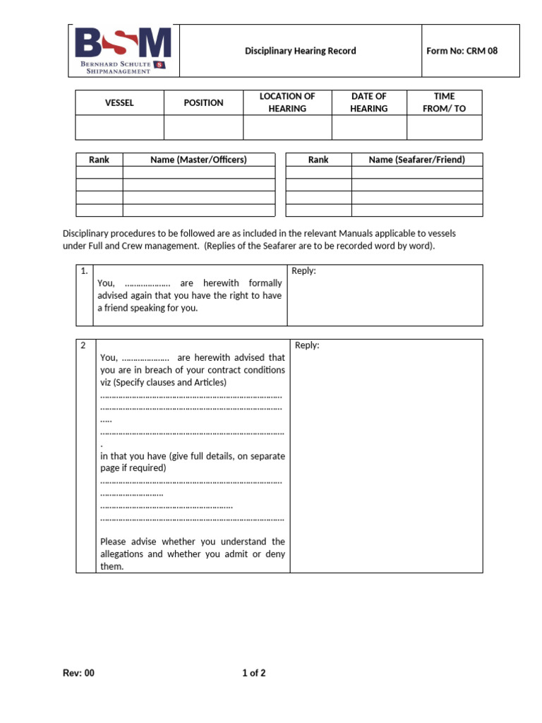 Disciplinary Hearing Record Template | PDF | Justice | Crime & Violence