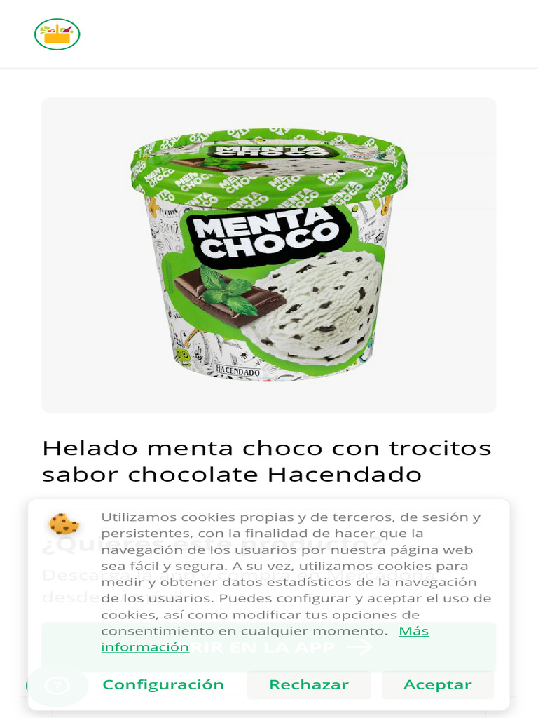 Helado Menta Choco Hacendado en App | PDF