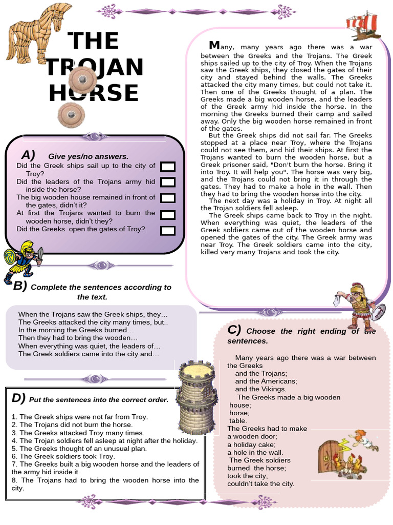 The Trojan Horse Reading Comprehension Exercises | PDF | Troy | Trojan War