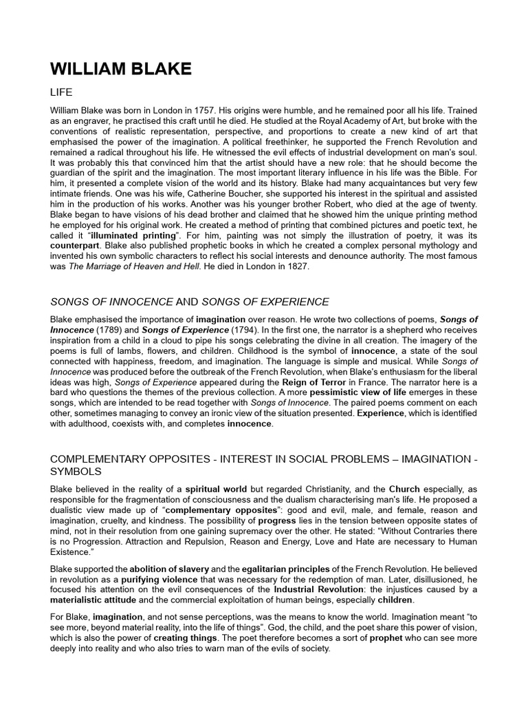 WILLIAM BLAKE & JOHN KEATS | PDF | William Blake | Romanticism