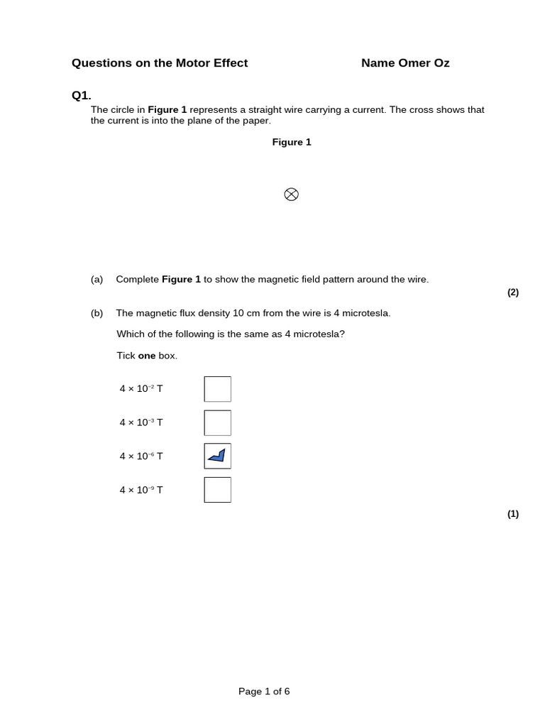 Motor Effect Questions for HSC Physics | PDF | Magnetic Field ...