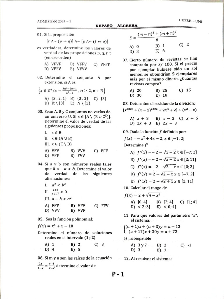 Repaso Algebra | PDF