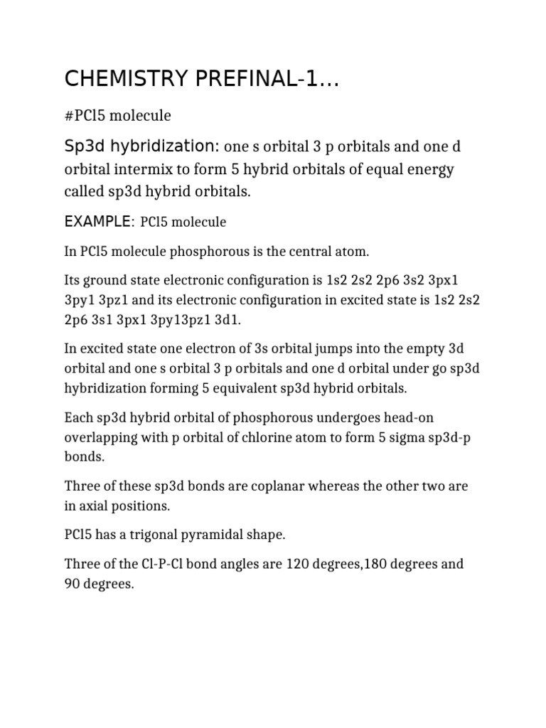PCl5 and SF6 Hybridization Explained | PDF