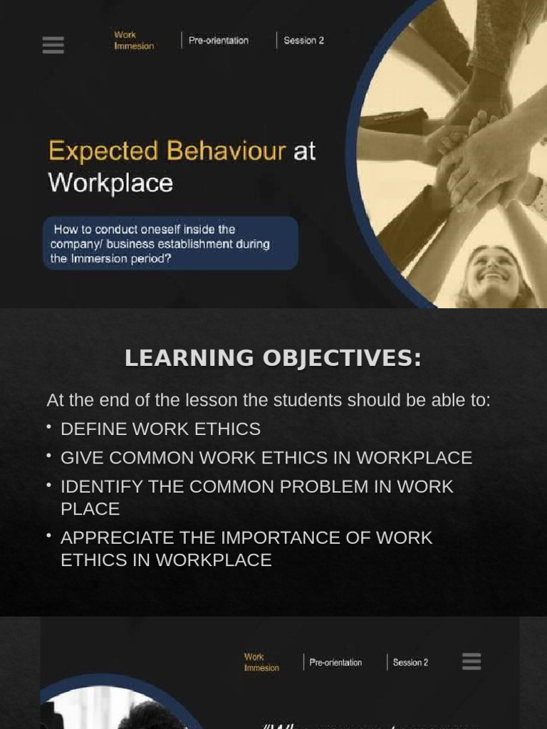 Lesson 1 Work Ethics | PDF