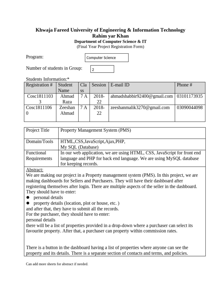 CSIT_FYP_Registration_Form | PDF | Hypertext | Software Development
