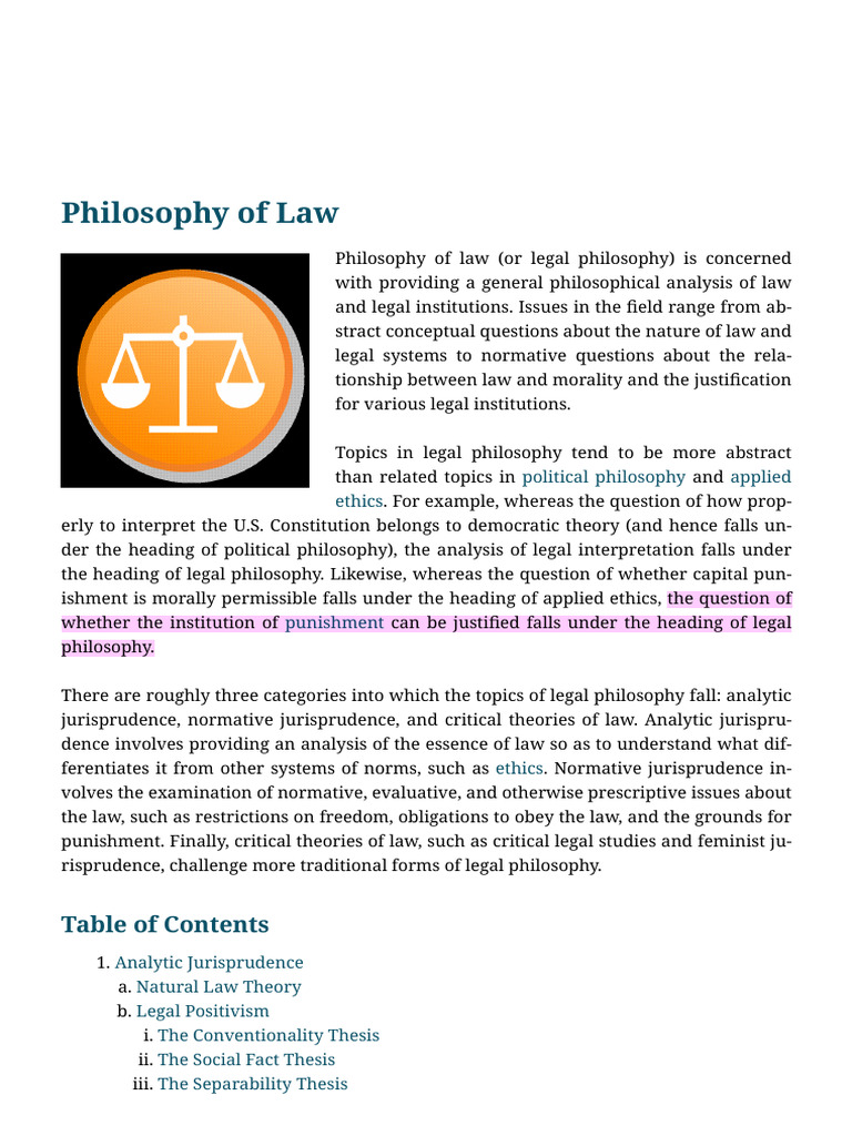 Law, Philosophy of - Internet Encyclopedia of Philosophy | PDF ...