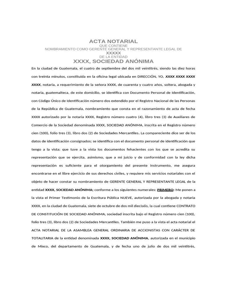 Acta Nombramiento RL y GG | PDF