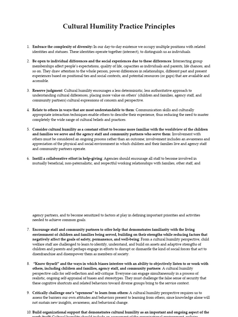 Cultural Humility Practice Principles | PDF | Community | Identity ...