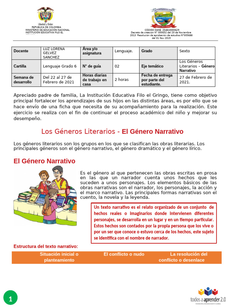 Los Géneros Literarios - : El Género Narrativo | PDF | Narración