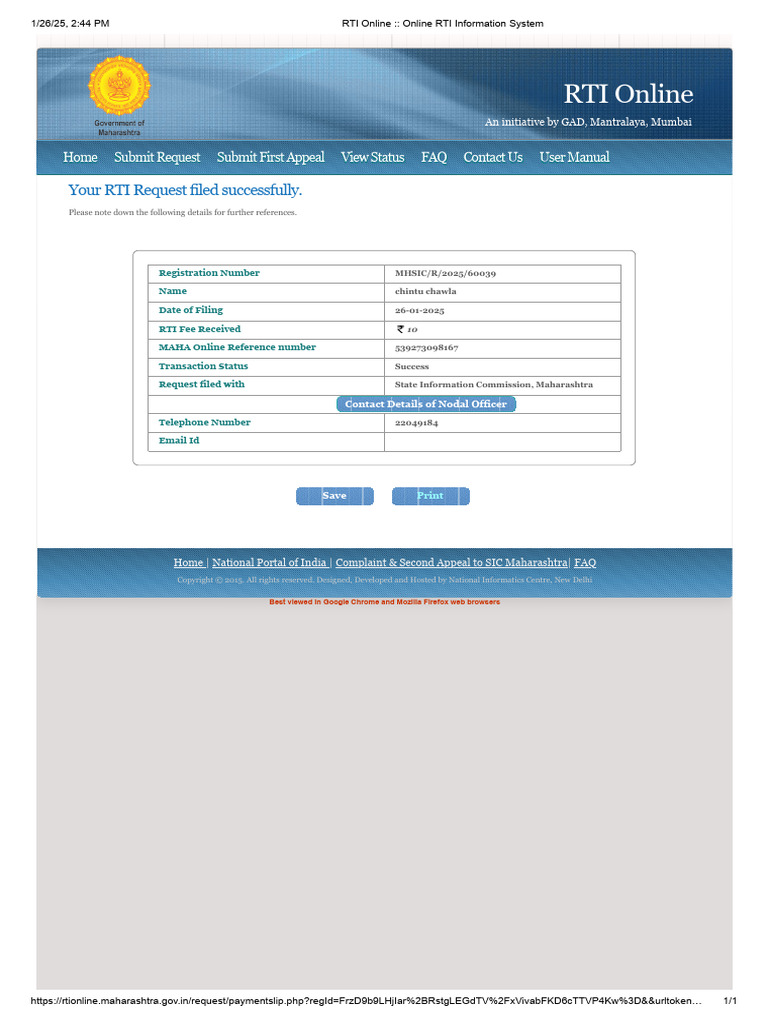 RTI Online - Online RTI Information System | PDF