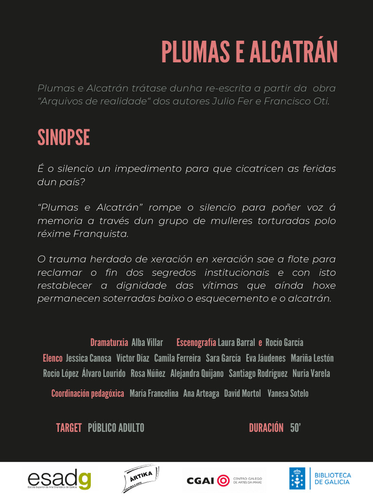 Sinopse Plumas e Alcatrán | PDF