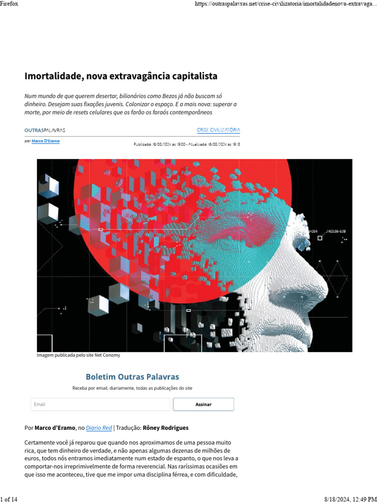 Imortalidadenova Extravagancia Capitalista | PDF | Envelhecimento | E ...