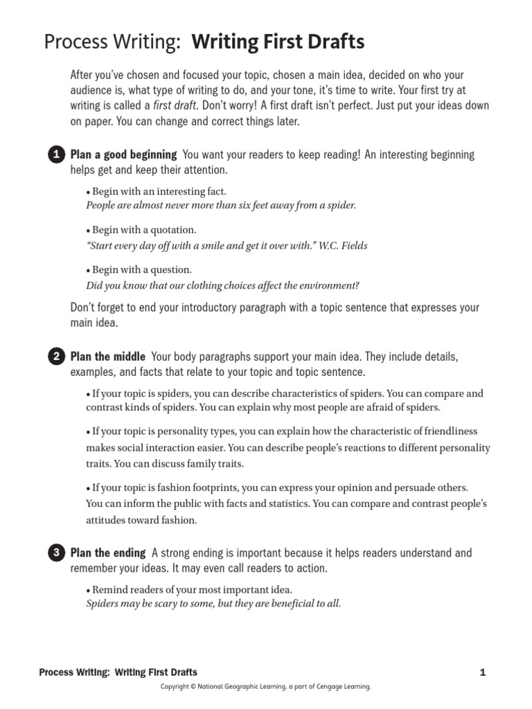 owi_l04_02_process_writing_first_drafts_worksheet | PDF | Human Communication