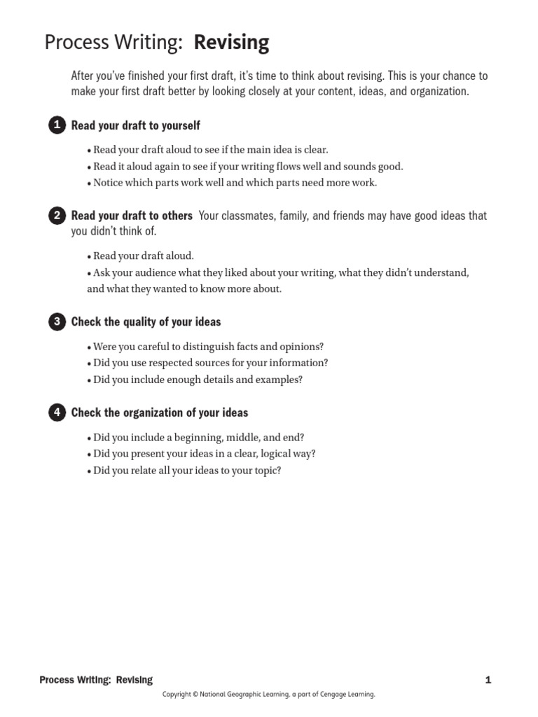 Owi l04 03 Process Writing Revising Worksheet | PDF