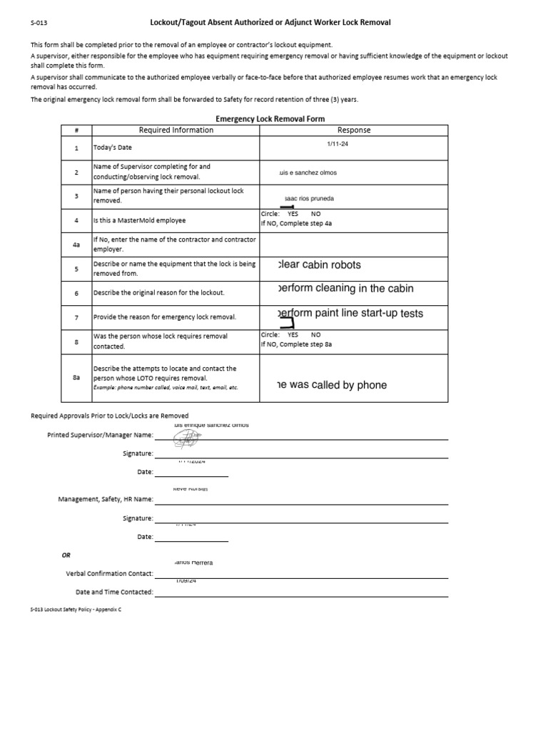Emergency Lockout Removal Procedure | PDF | Labor Relations | Labor