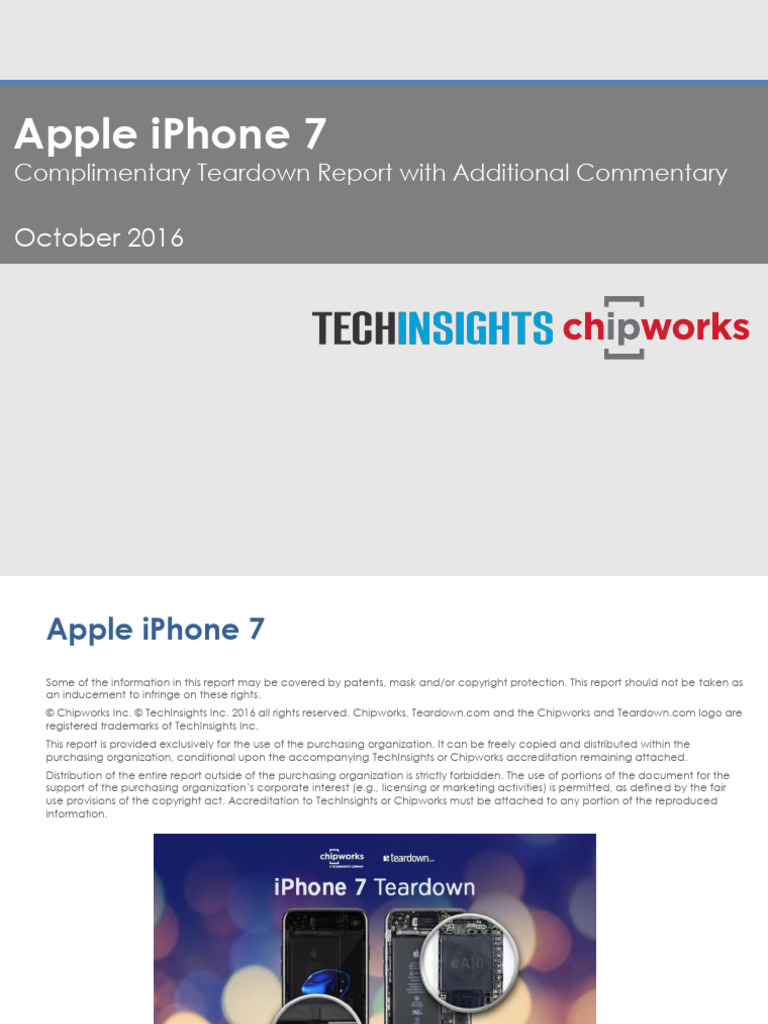 Iphone 7 Complimentary Teardown Report TechInsights Chipworks 150 | PDF ...