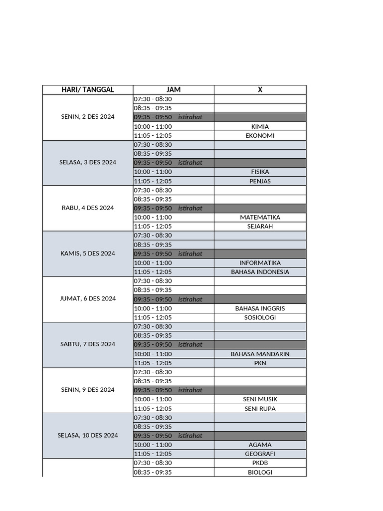 Roster Ujian Ganjil 2024 | PDF