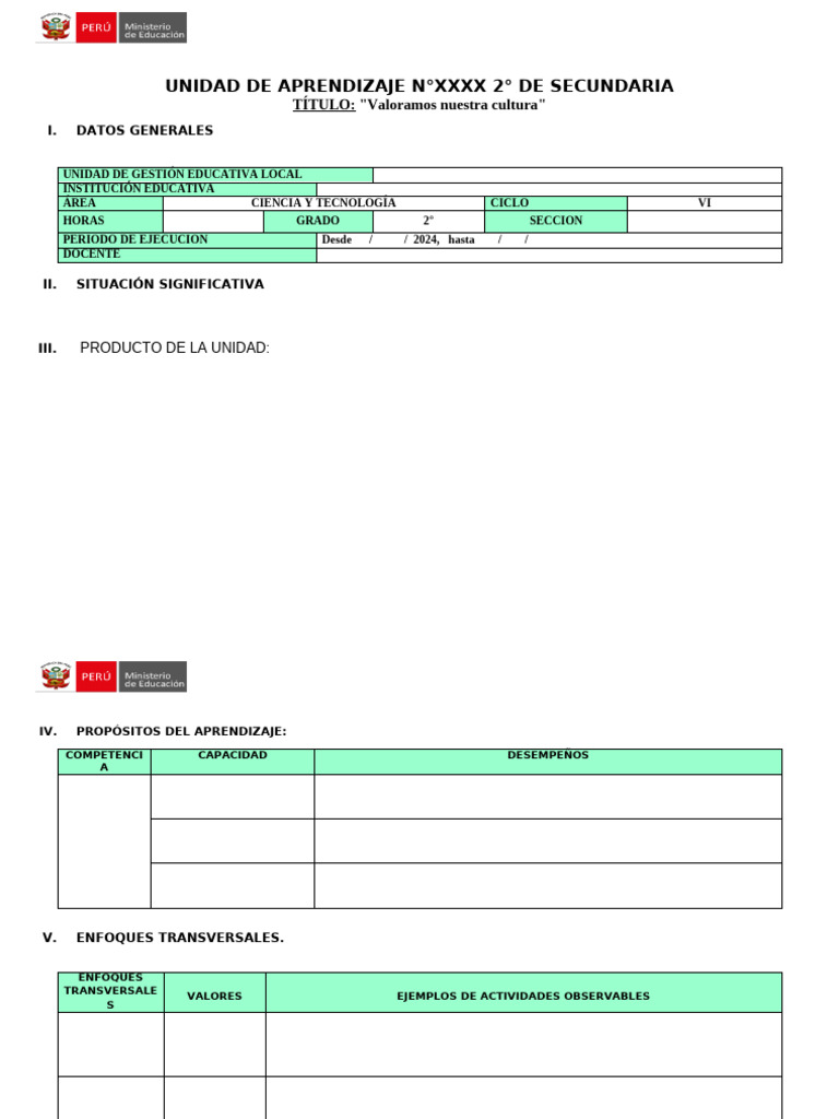 ESQUEMA UNIDAD DE APRENDIZAJE | PDF | Evaluación | Aprendizaje