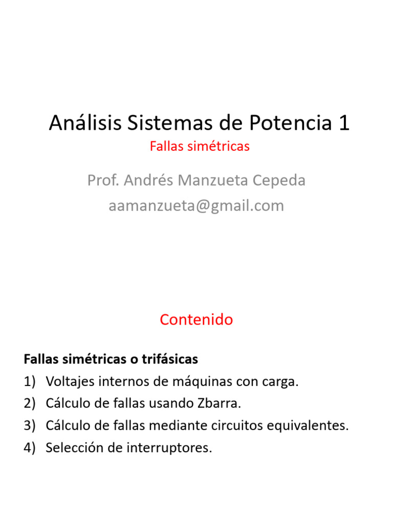 Fallas Simetricas | PDF | voltaje | Red eléctrica