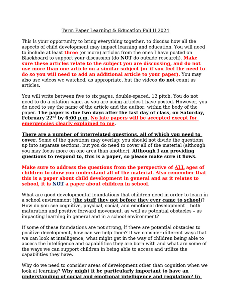TERM PAPER L&E Fall II 2024 | PDF | Intelligence | Cognitive Psychology